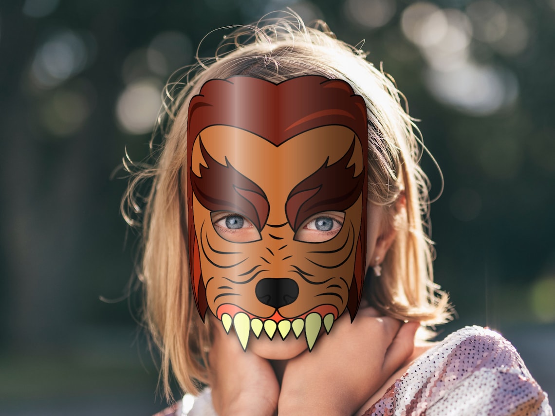 Werewolf Mask Printable, Paper DIY for Kids and Adults. PDF Template ...