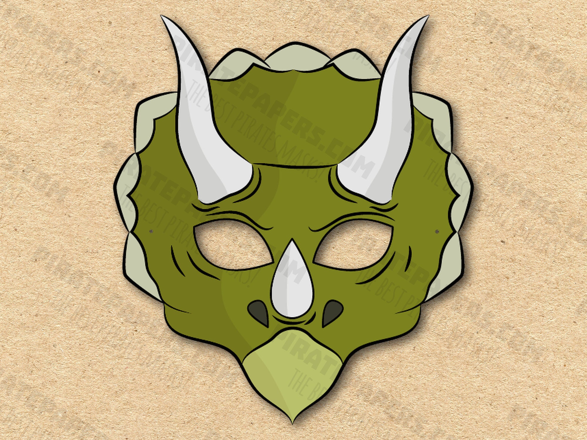 Dinosaur Triceratops Masks Printable Color Coloring, Paper DIY for Kids ...