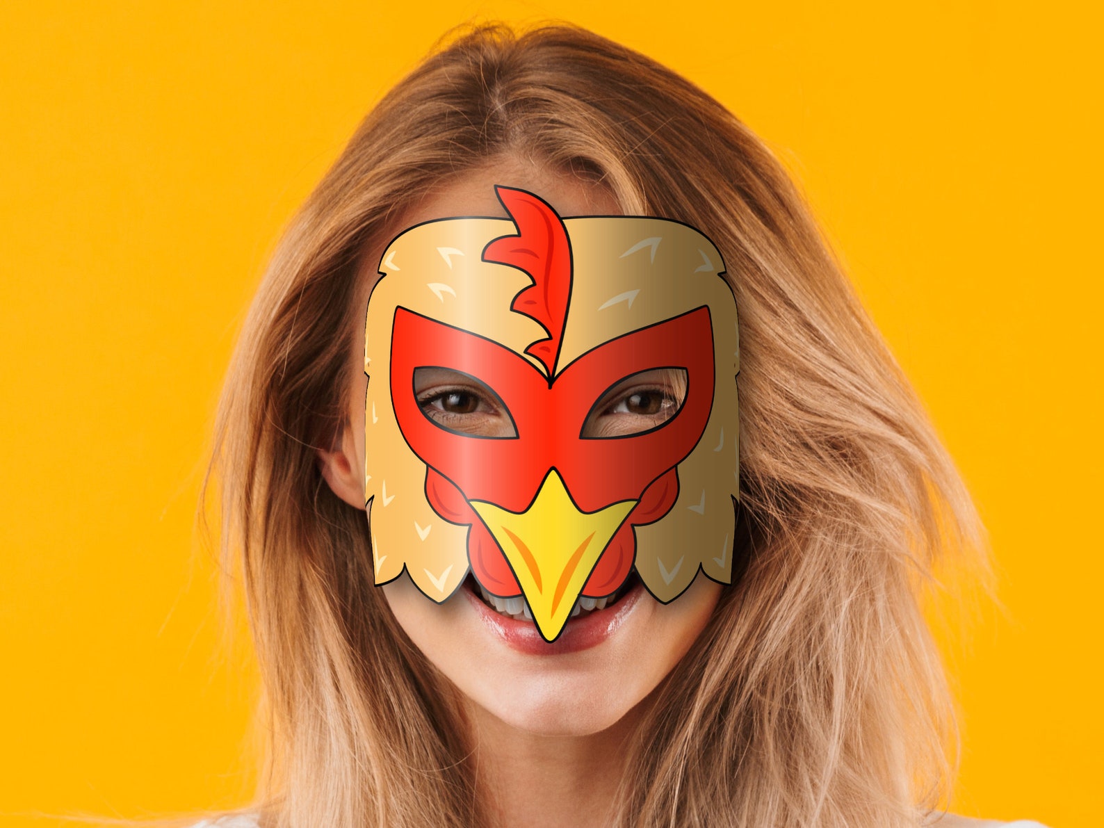 Chicken Mask Printable, Hen Mask, Paper DIY for Kids and Adults. PDF ...