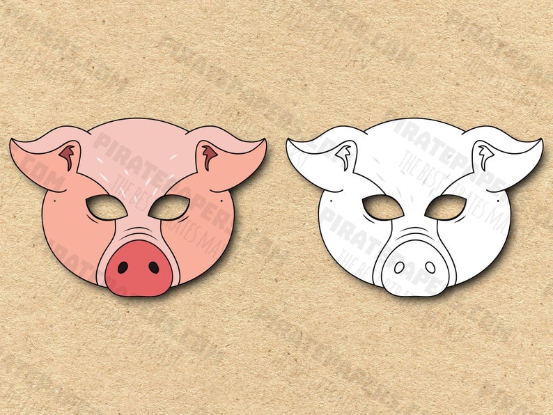 Pig Masks Printable Color + Coloring, Paper DIY for Kids and Adults ...