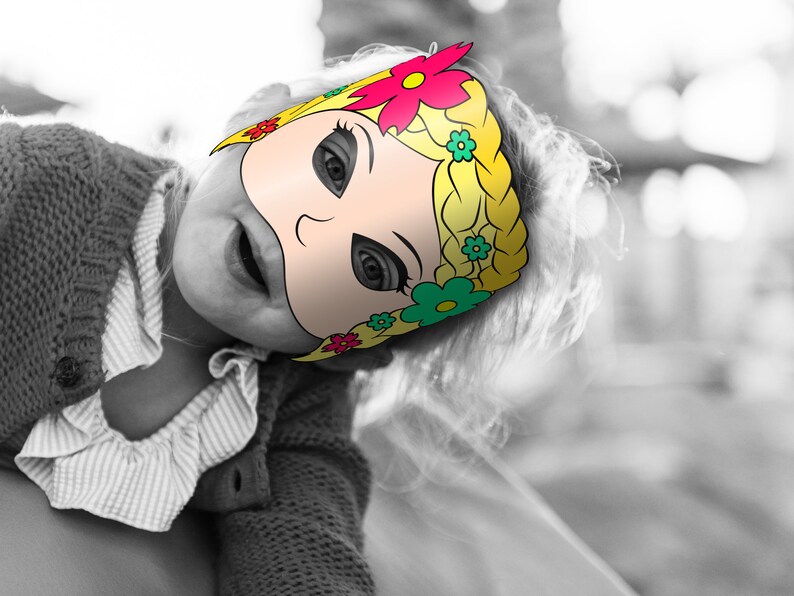 Rapunzel Masks Printable Color Coloring Paper DIY for Kids - Etsy