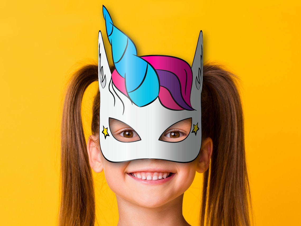 Unicorn Mask Printable, Paper DIY for Kids and Adults. PDF Template ...