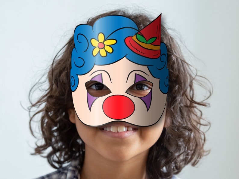 Сircus Clown #2 Printable Mask, Paper DIY for Kids and Adults. PDF ...