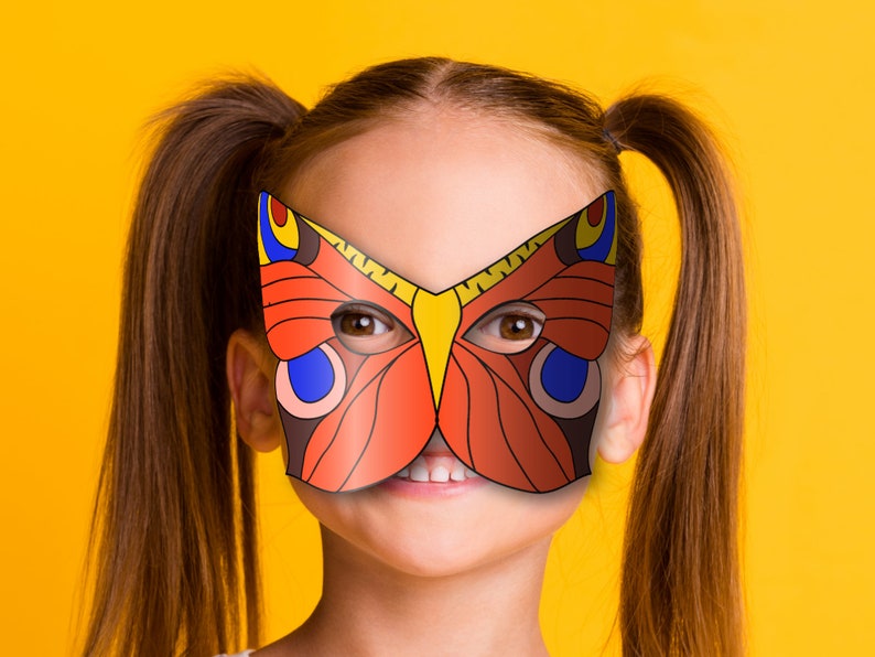 Butterfly Masks Printable Color + Coloring Peacock, Paper DIY for Kids ...