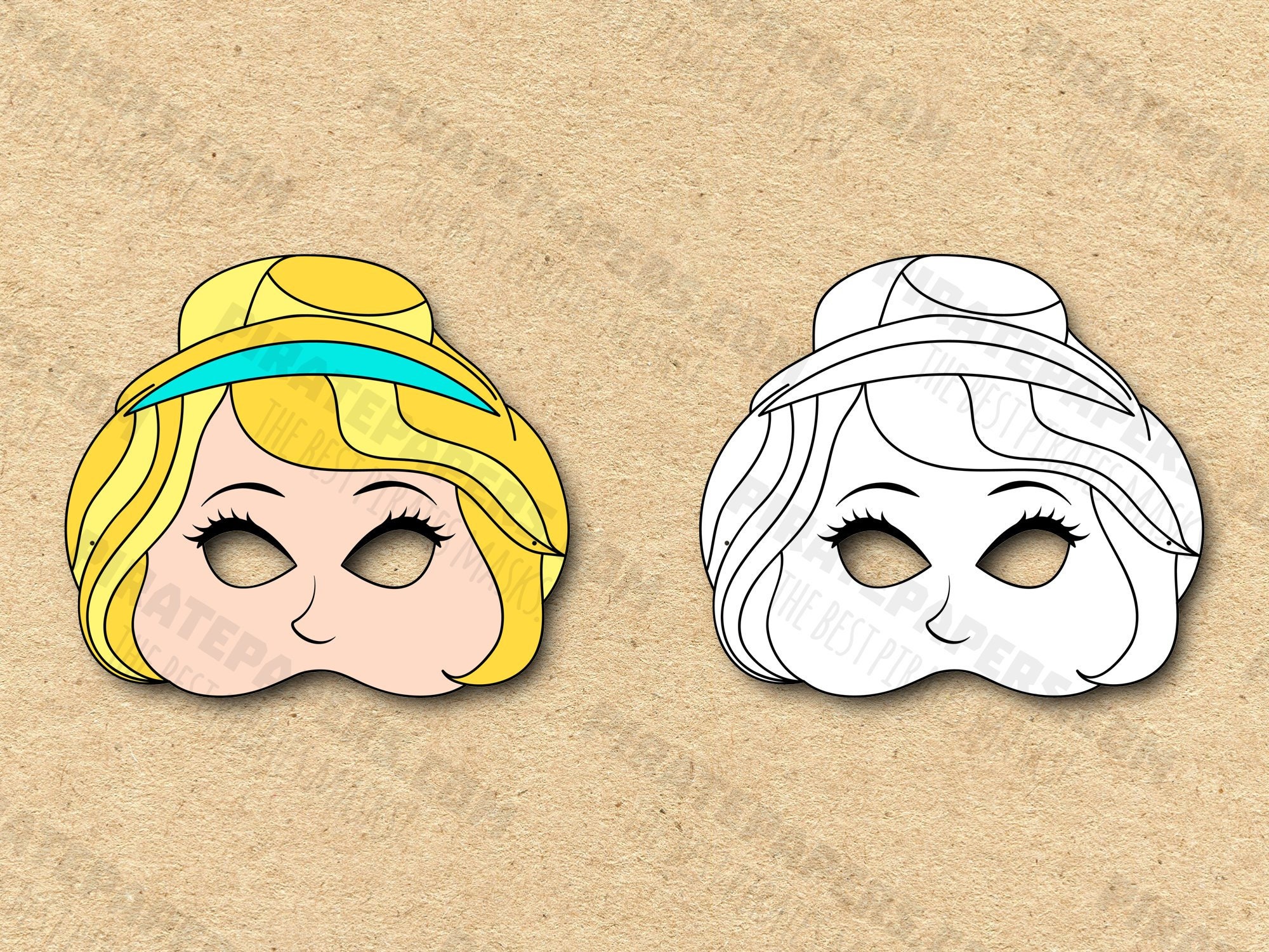 Cinderella Masks Printable Color + Coloring, Paper DIY for Kids and ...