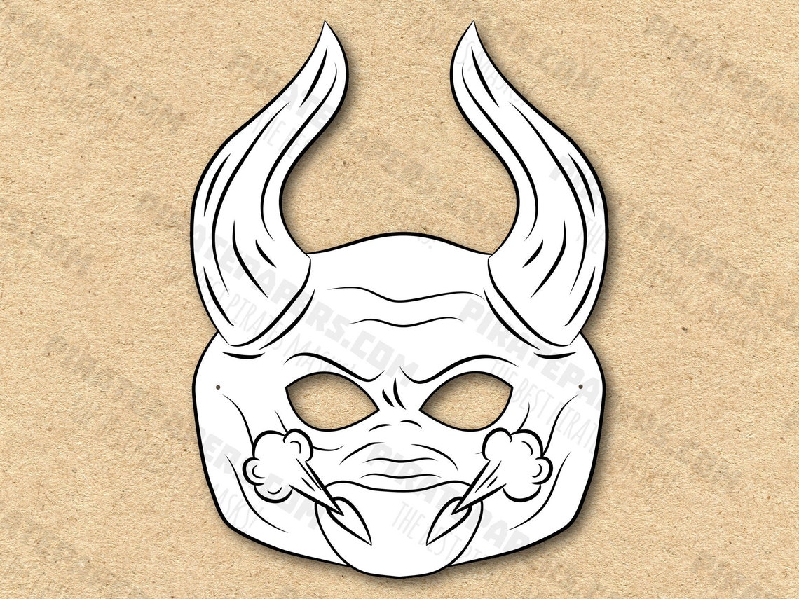 Minotaur Masks Printable Color + Coloring, Paper DIY for Kids and ...