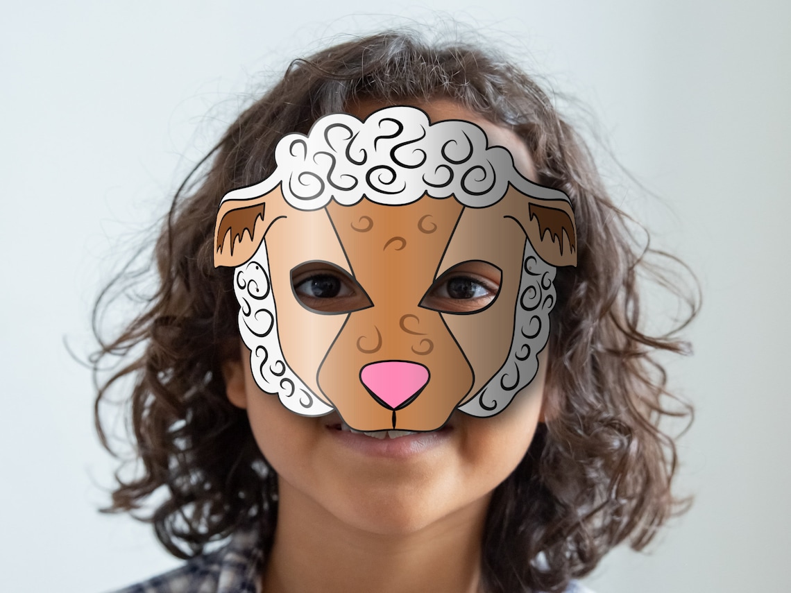 Sheep Mask Printable, Paper DIY for Kids and Adults. PDF Template ...