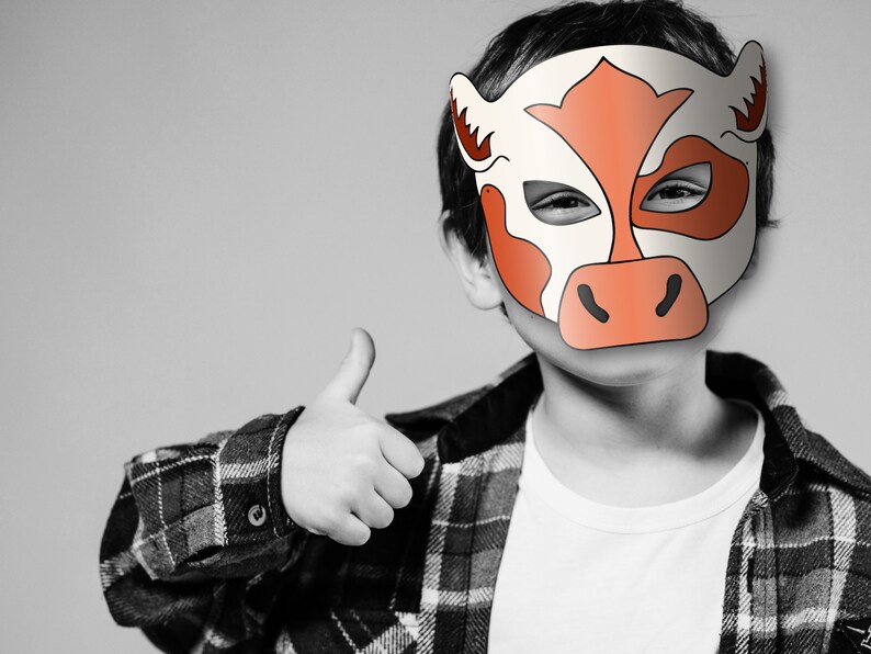 Cow Masks Printable Color Coloring Paper DIY for Kids and - Etsy