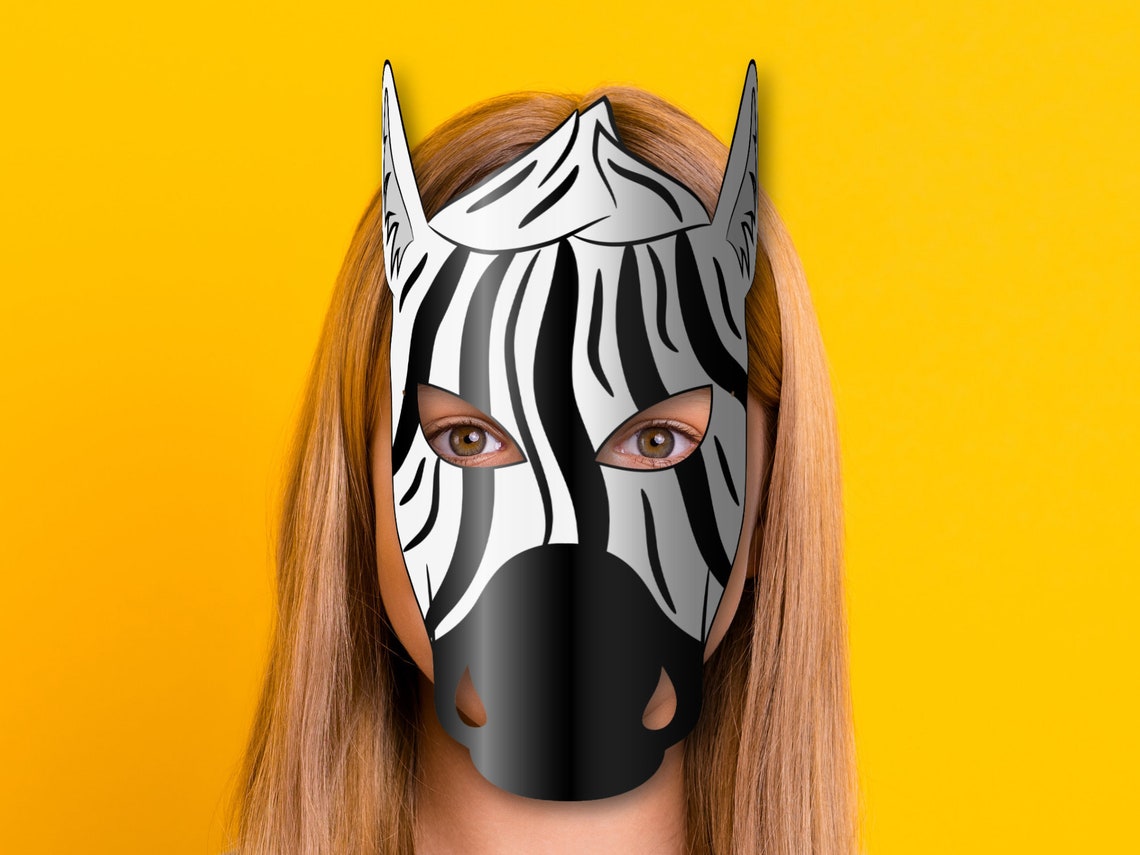 Zebra Mask Printable, Paper DIY for Kids and Adults. PDF Template ...