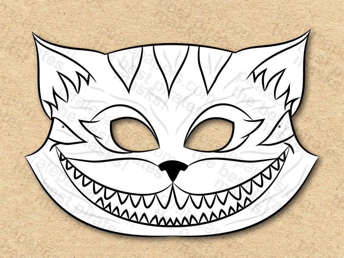 Cheshire Cat Mask Printable Coloring alice in Wonderland - Etsy Australia