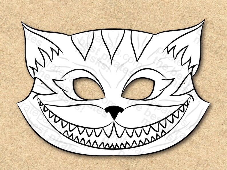 Cheshire Cat Mask Printable Coloring alice in Wonderland - Etsy UK