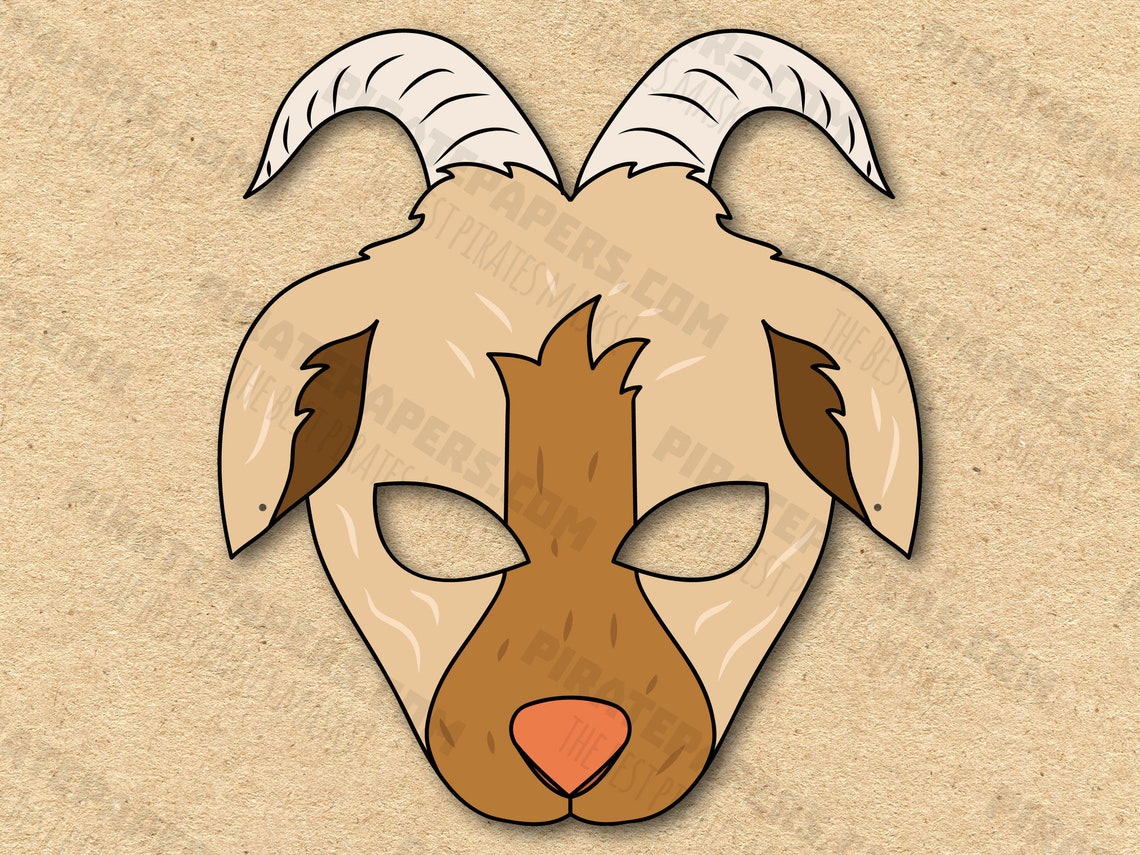 Goat Mask Printable, Paper DIY for Kids and Adults. PDF Template ...