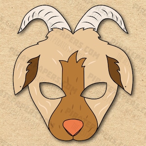 Goat Mask Printable, Paper DIY for Kids and Adults. PDF Template ...