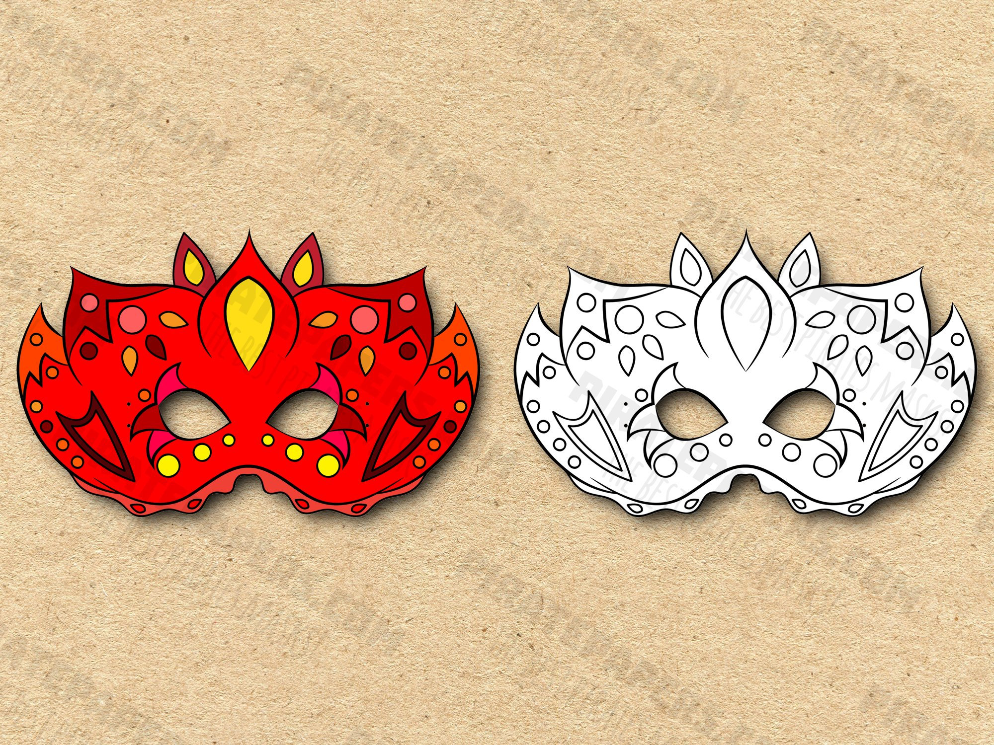 Fairy #4 Masks Printable Color + Coloring, Paper DIY for Kids and ...