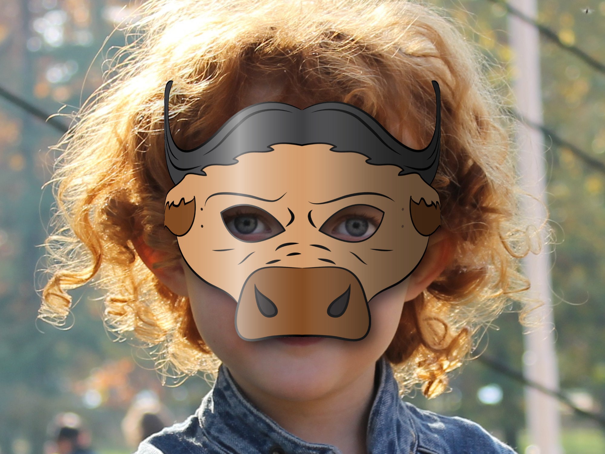 Buffalo Mask Printable, Paper DIY for Kids and Adults. PDF Template ...