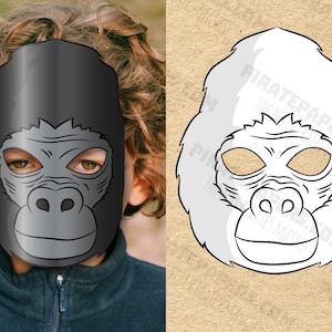 Gorilla Masks Printable Color Coloring Paper DIY for Kids - Etsy