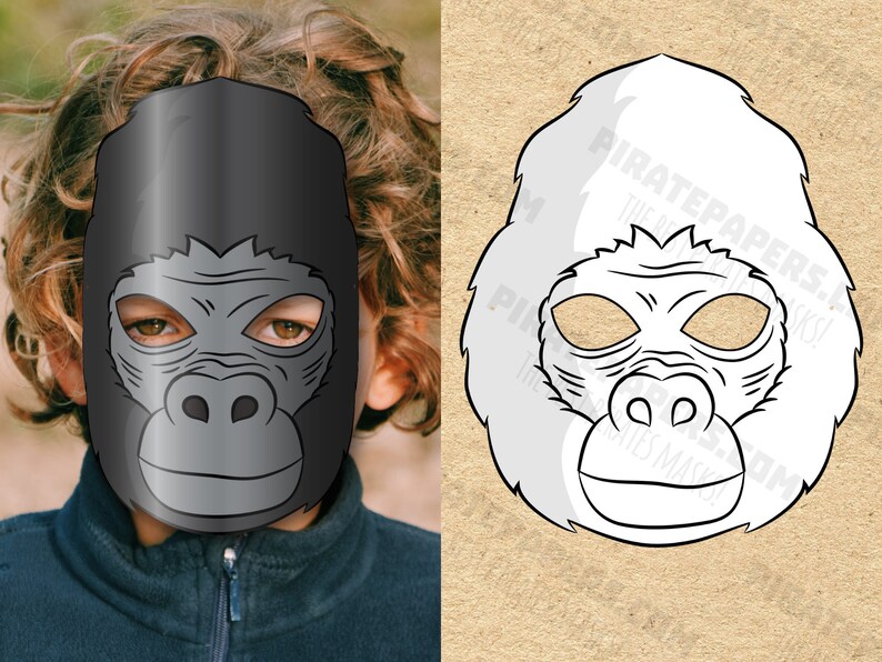 Gorilla Masks Printable Color Coloring Paper DIY for Kids - Etsy