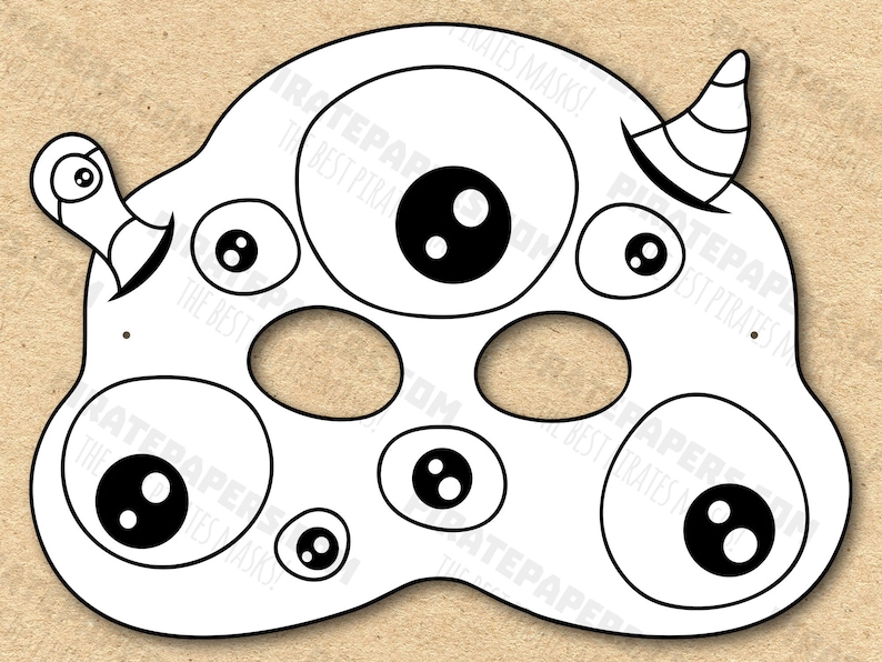 Monster #6 Masks Printable Color + Coloring, Paper DIY for Kids and ...