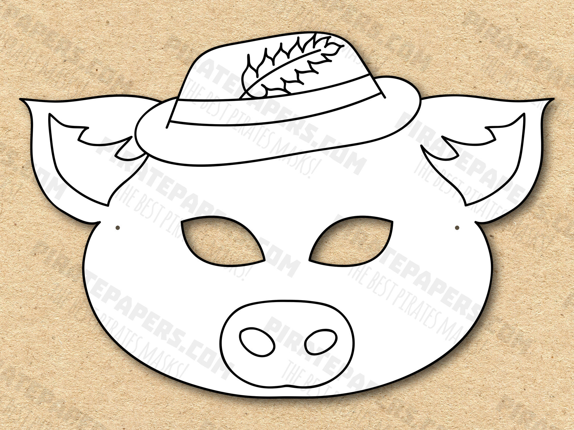 The Three Little Pigs Masks Printable Coloring, Big Bad Wolf, Paper DIY ...
