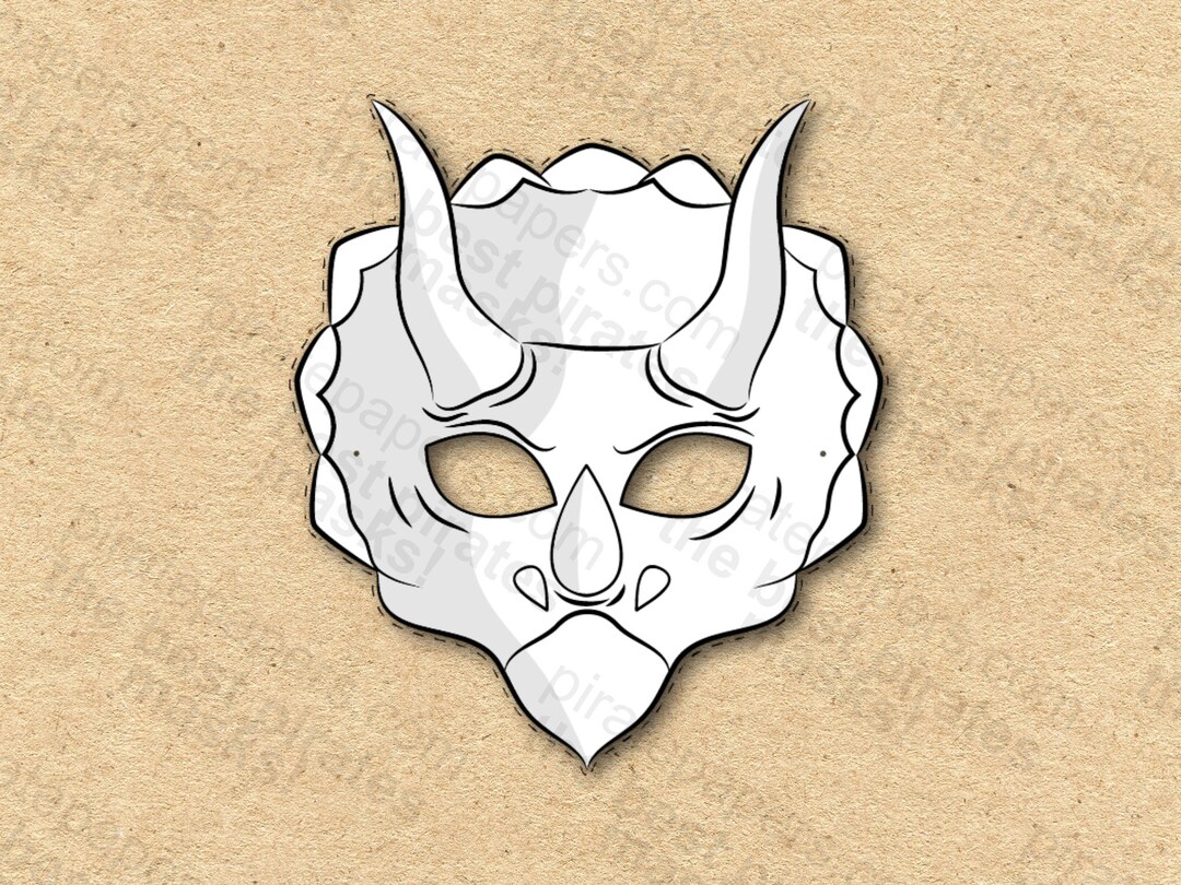 Dinosaur Triceratops Mask Printable Coloring Paper DIY for - Etsy