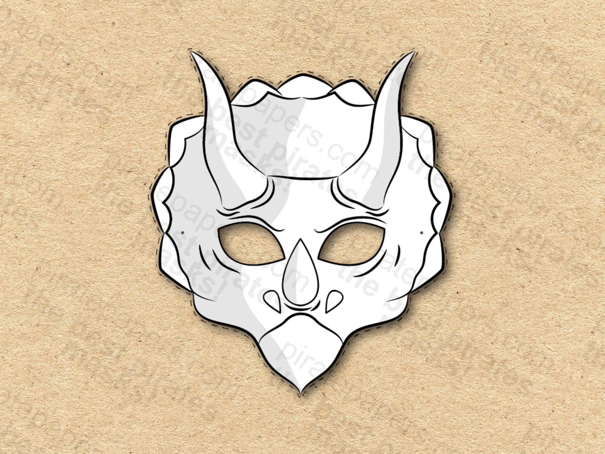 Dinosaur Triceratops Mask Printable Coloring Paper DIY for - Etsy