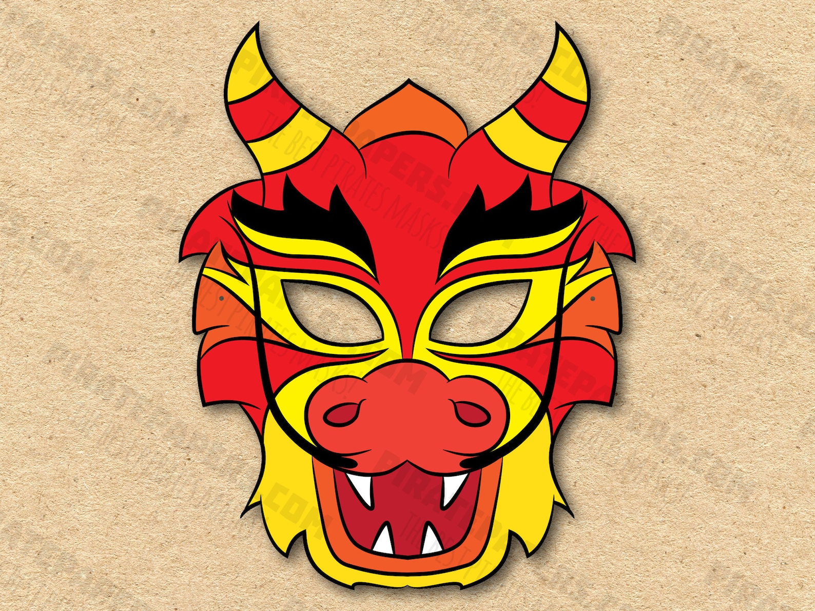 Chinese Dragon Masks Printable Color Coloring, Paper DIY for Kids and ...
