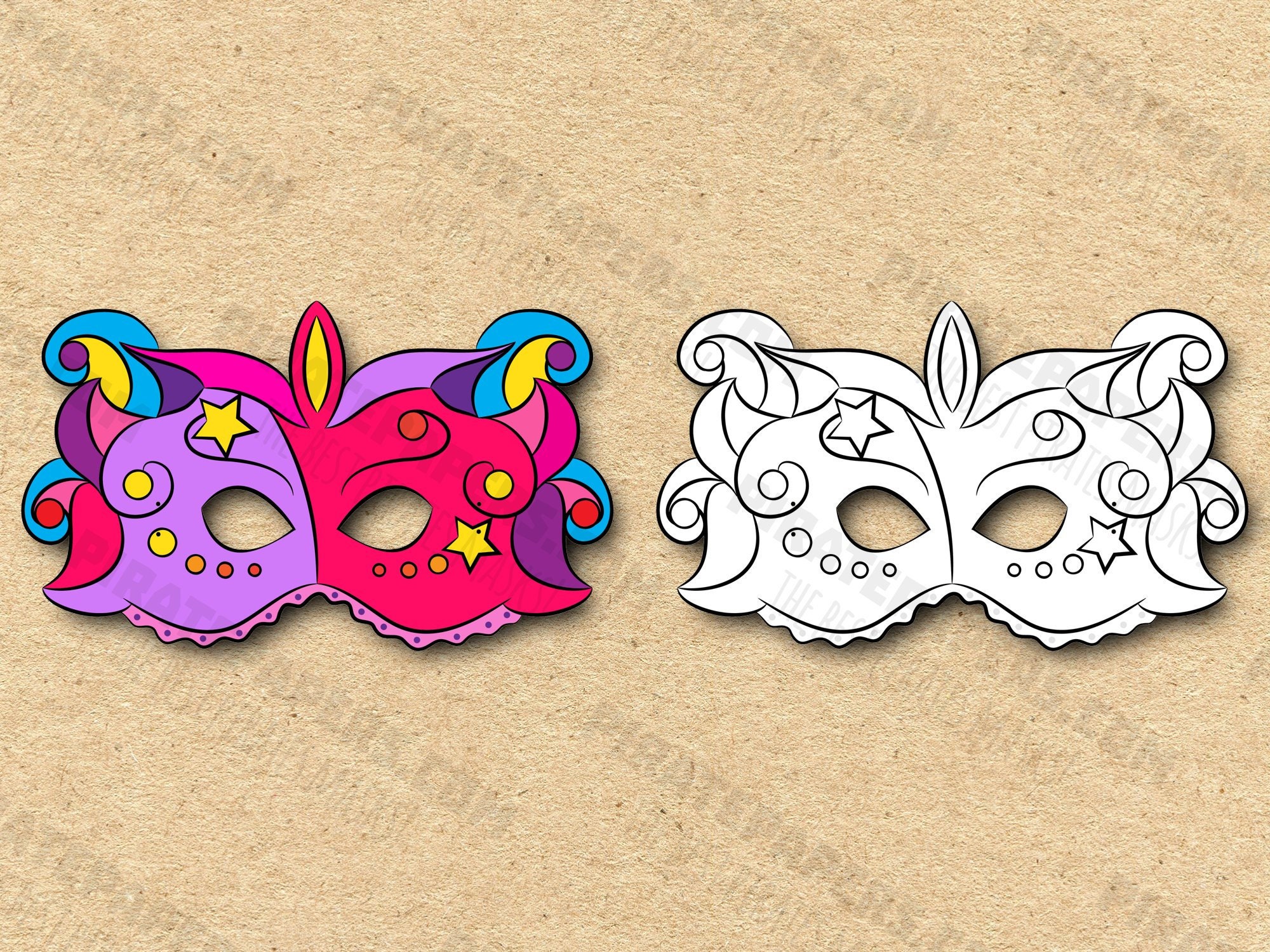 Fairy Masks Printable Color + Coloring, Paper DIY for Kids and Adults ...