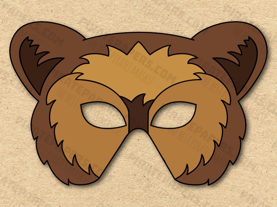 Bear Mask Printable, Paper DIY for Kids and Adults. PDF Template ...
