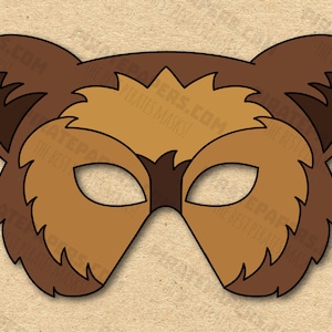 Bear Mask Printable, Paper DIY for Kids and Adults. PDF Template ...