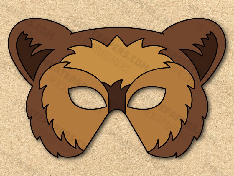 Bear Mask Printable, Paper DIY for Kids and Adults. PDF Template ...