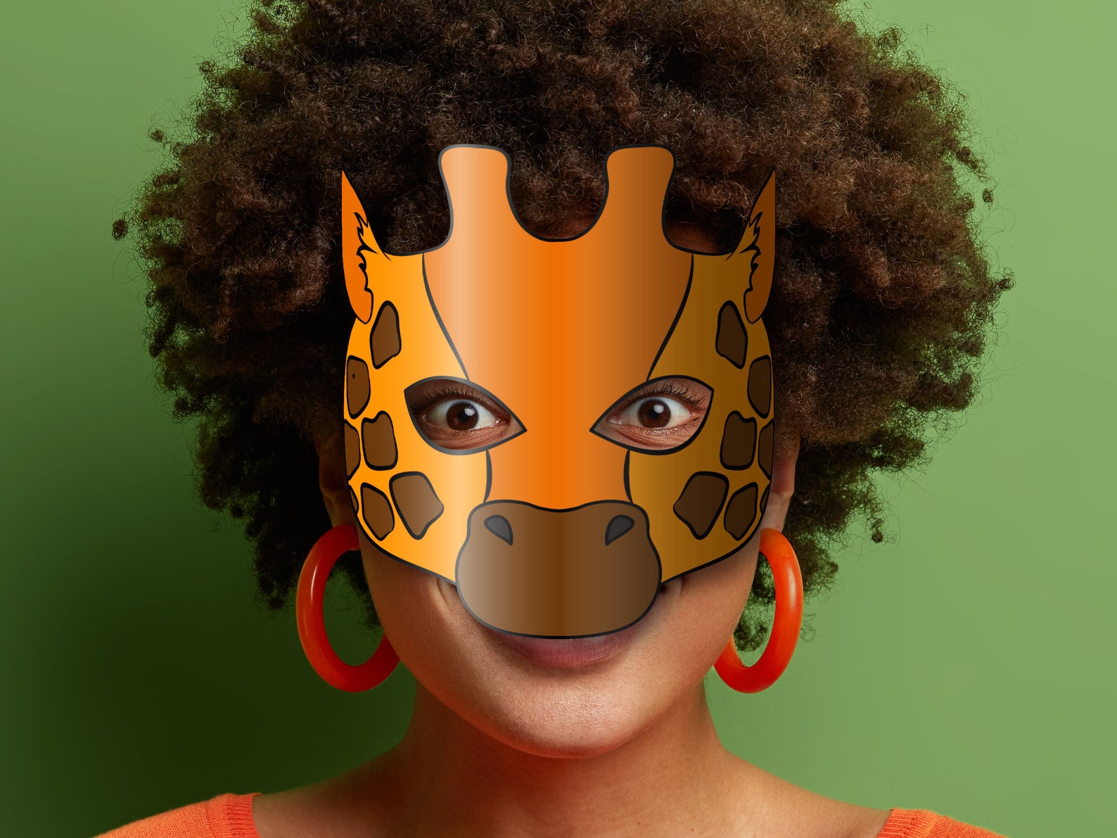 Giraffe Mask Printable, Paper DIY for Kids and Adults. PDF Template ...