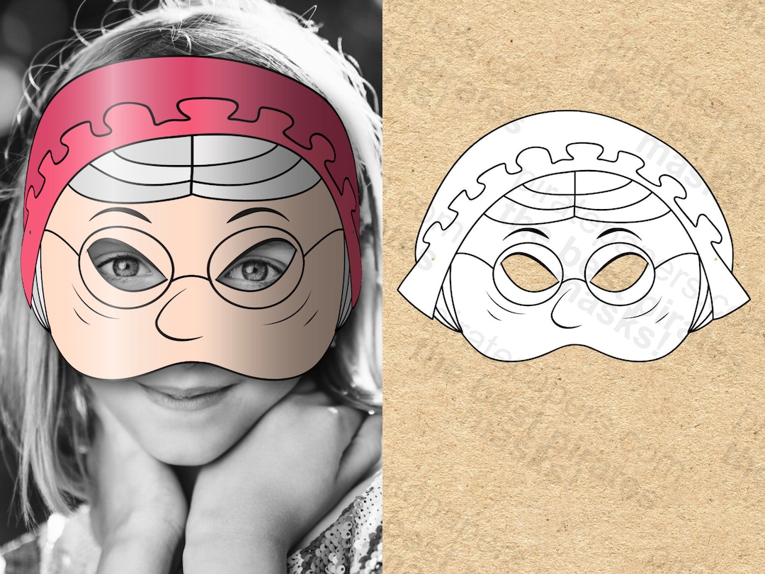Grandma Color Coloring Printable Mask little Red Riding - Etsy