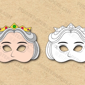 Queen Mother Masks Printable Color + Coloring, Paper DIY for Kids and ...