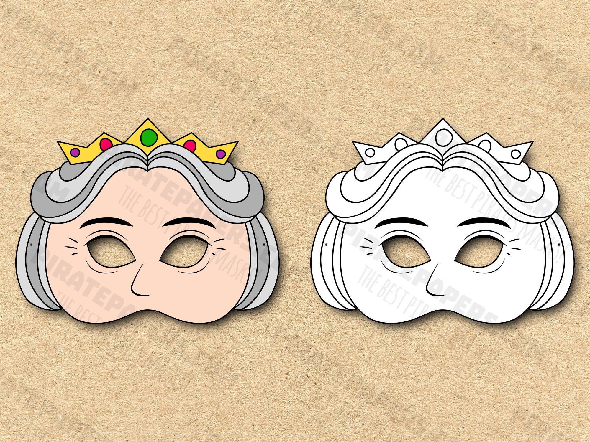 Queen Mother Masks Printable Color Coloring, Paper DIY for Kids and ...