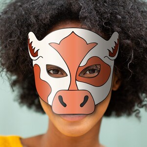 Cow Mask Printable, Paper DIY for Kids and Adults. PDF Template ...