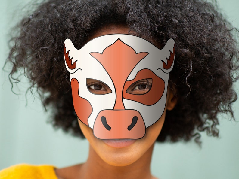 Cow Mask Printable, Paper DIY for Kids and Adults. PDF Template ...