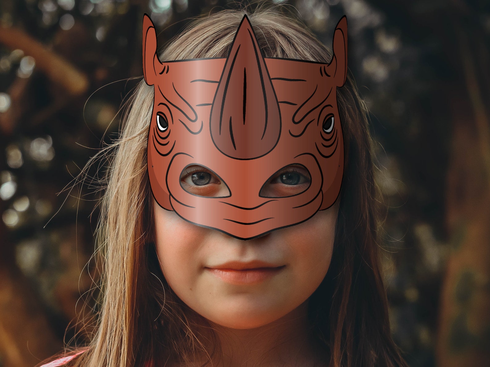 Rhino Mask Printable, Paper DIY for Kids and Adults. PDF Template ...