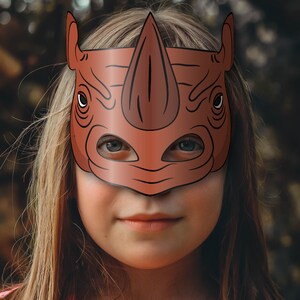 Rhino Mask Printable, Paper DIY for Kids and Adults. PDF Template ...