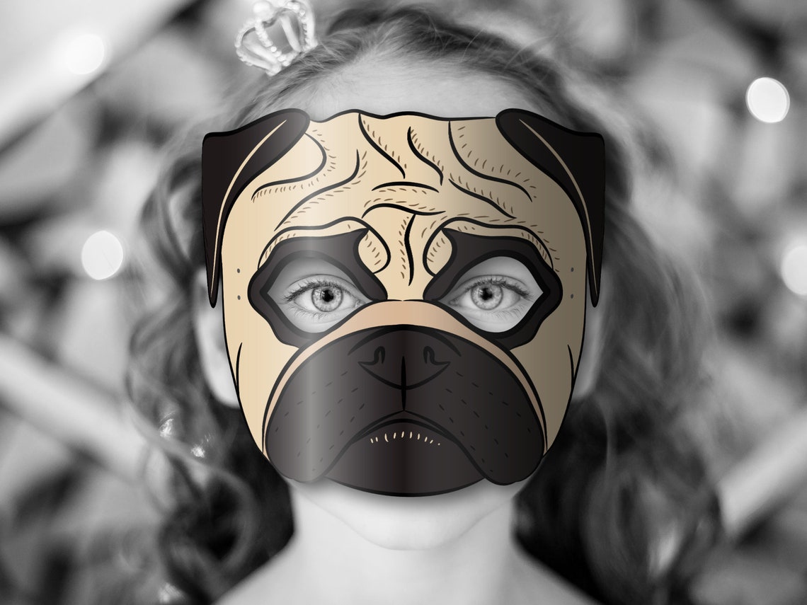Pug Mask Printable Paper DIY for Kids and Adults. PDF - Etsy