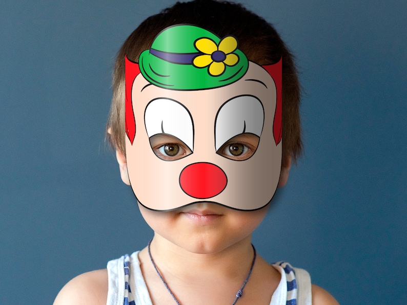 Сircus Clown Mask Printable, Paper DIY for Kids and Adults. PDF ...