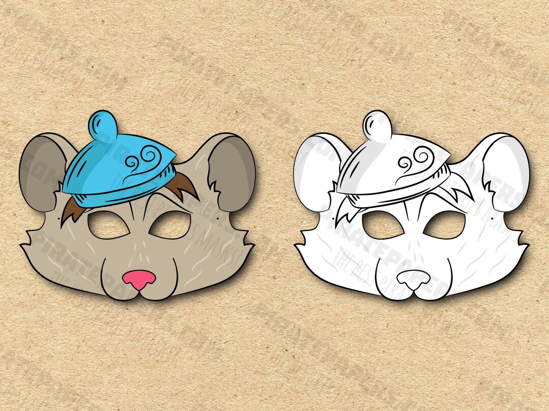 Dormouse Masks Printable Color + Coloring (alice in Wonderland), Paper ...
