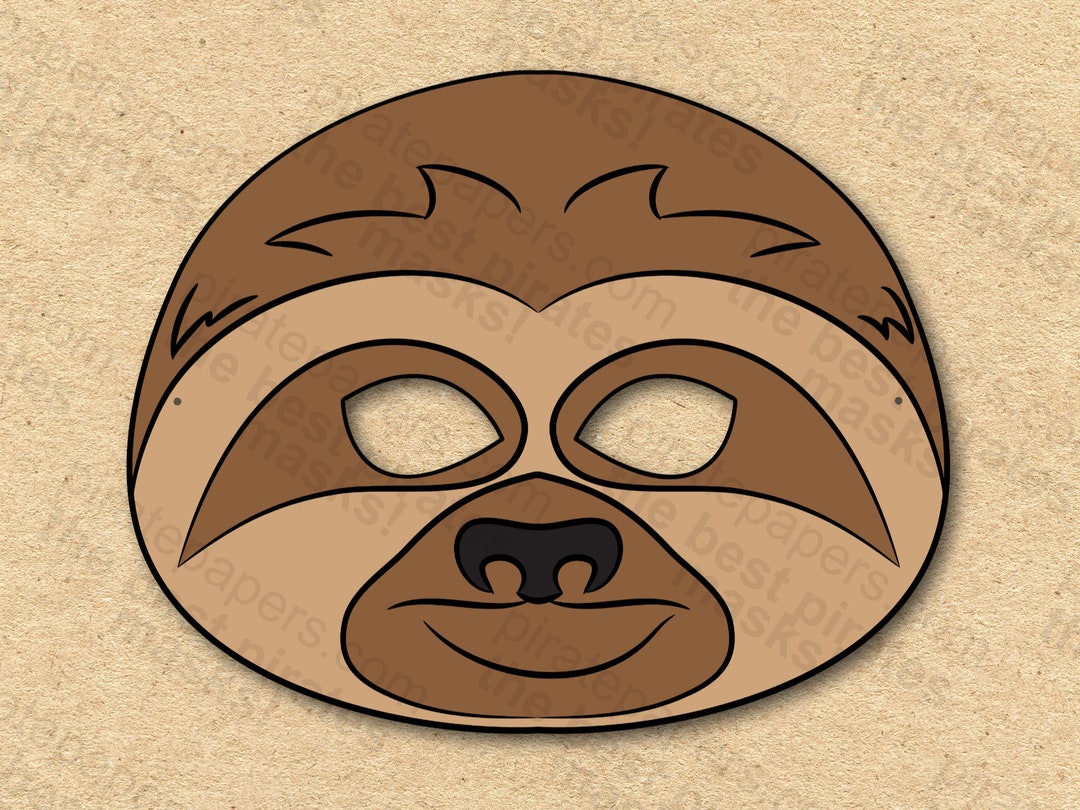 Sloth Mask Printable Paper DIY for Kids and Adults. PDF - Etsy