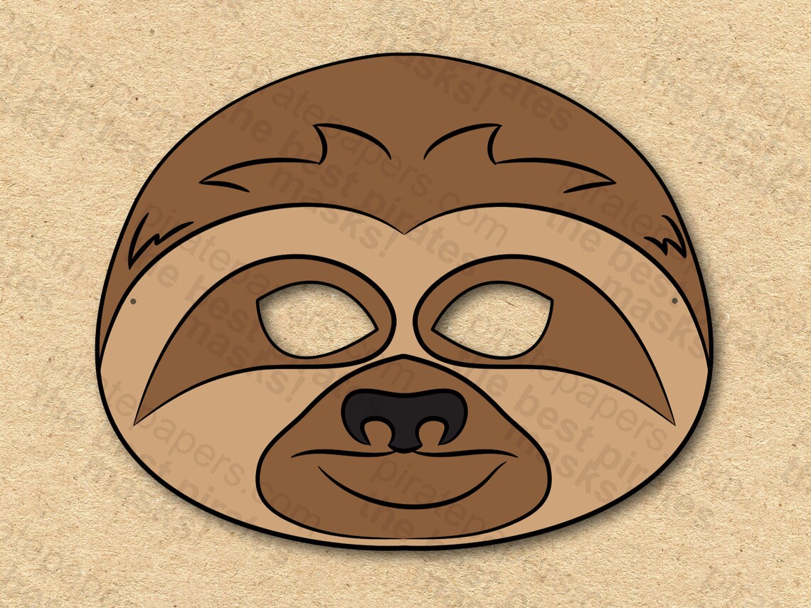 Sloth Mask Printable Paper DIY for Kids and Adults. PDF - Etsy
