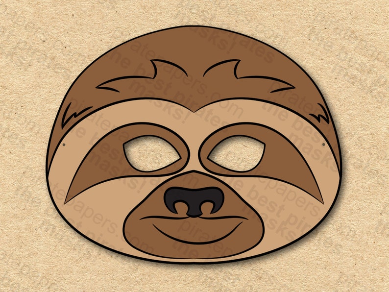 Sloth Mask Printable Paper DIY for Kids and Adults. PDF - Etsy