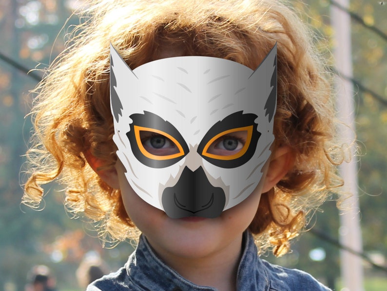 Lemur Mask Printable, Paper DIY for Kids and Adults. PDF Template ...