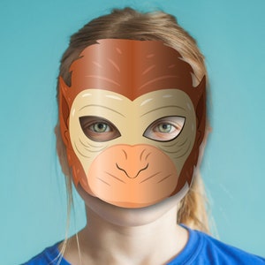 Monkey Mask Printable, Paper DIY for Kids and Adults. PDF Template ...