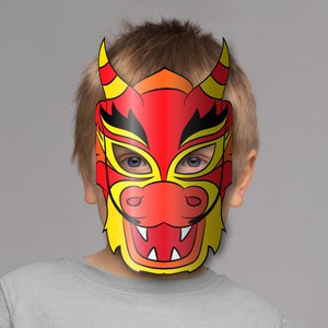 Chinese Dragon Mask Printable, Paper DIY for Kids and Adults. PDF ...