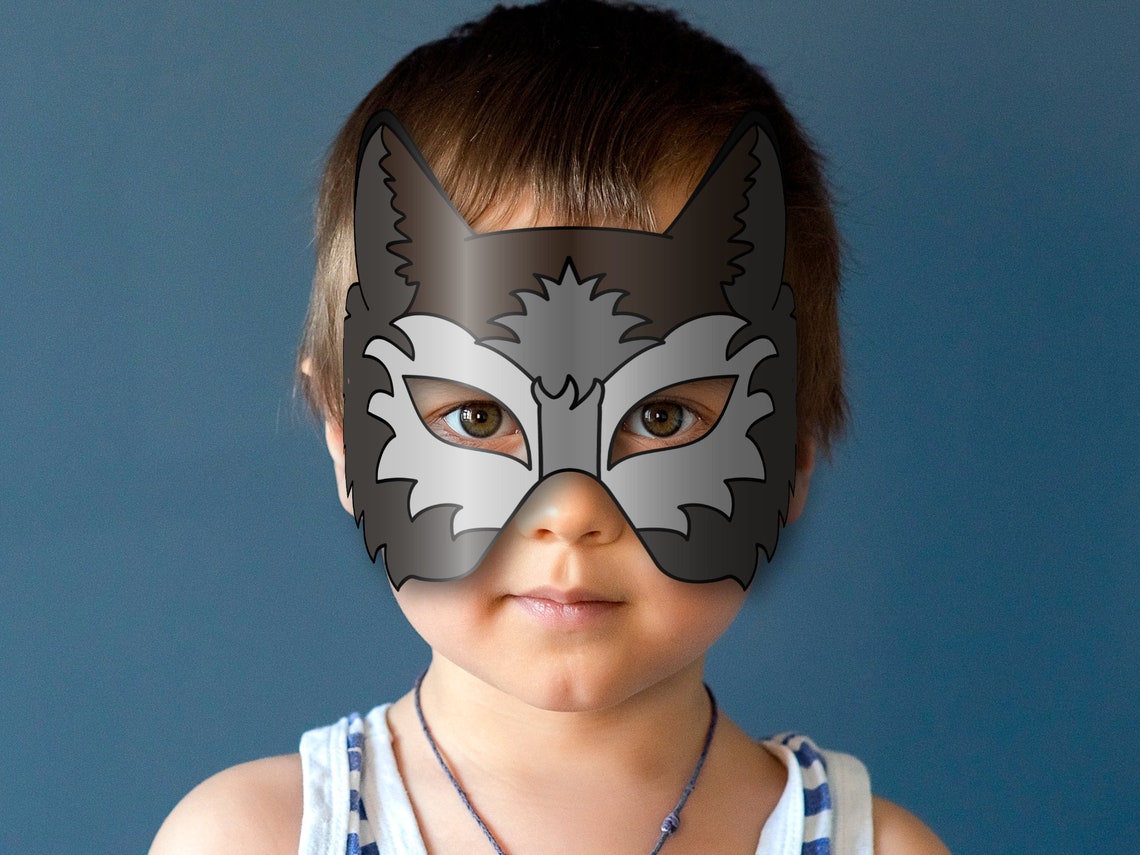 Wolf Mask Printable, Paper DIY for Kids and Adults. PDF Template ...