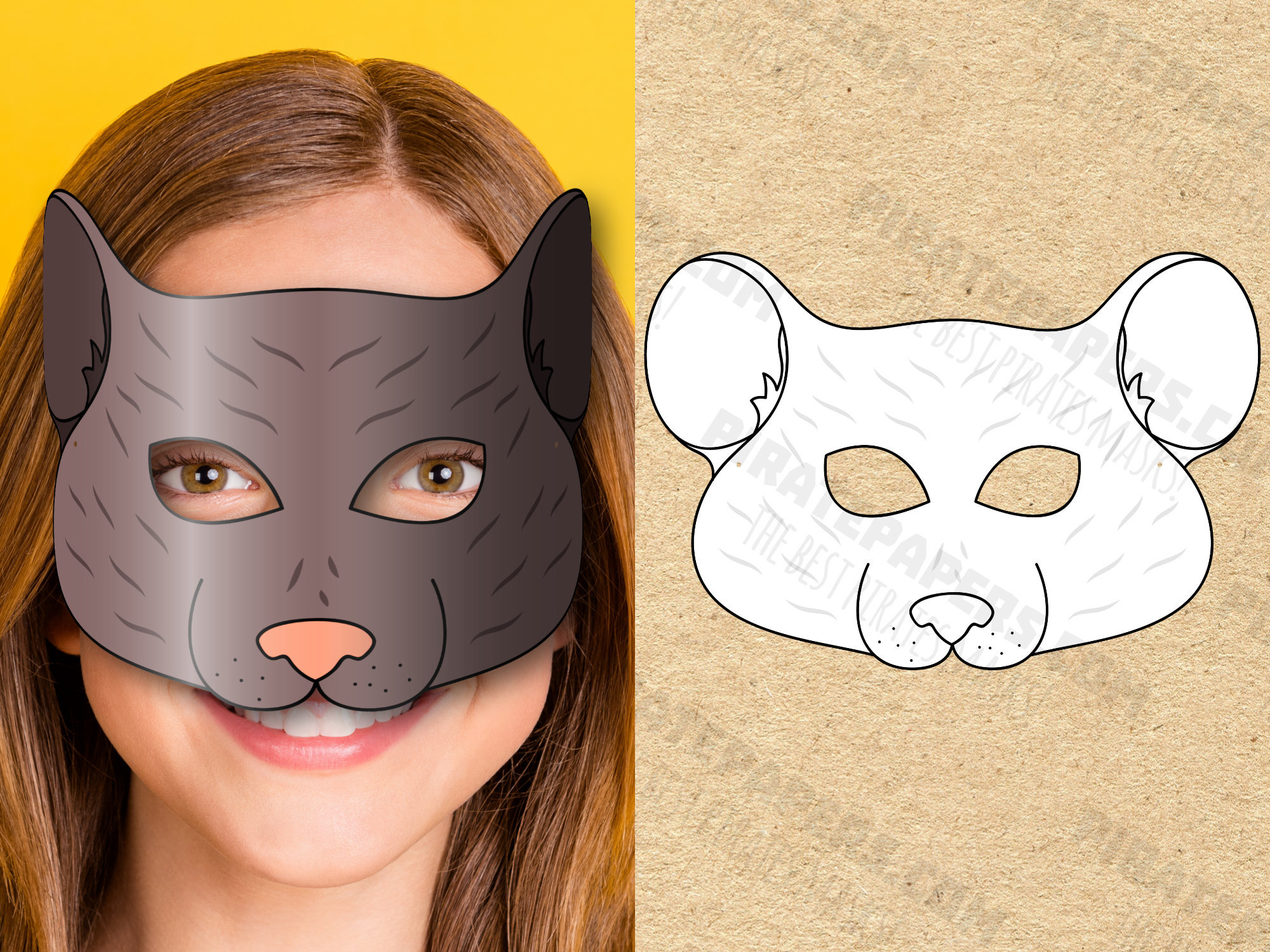 Mouse Masks Printable Color Coloring Paper DIY for Kids and - Etsy