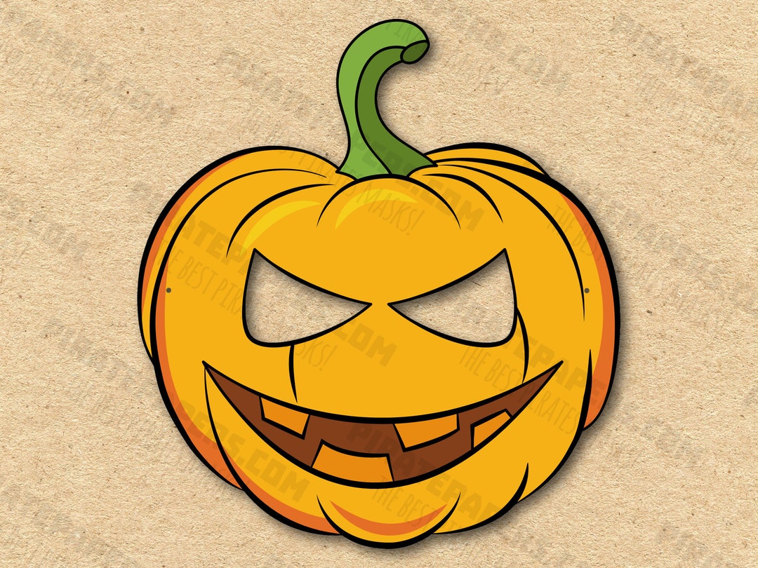 Pumpkin Mask Printable, Paper DIY for Kids and Adults. PDF Template ...